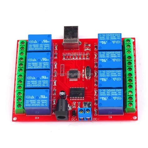 Taidacent Uln2803 칩 5v 12v 24v 무료 드라이버 스마트 전원 스위치 Pc 제어 릴레이 보드 8 채널 Usb