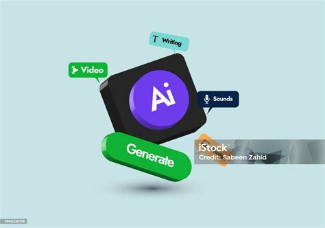 Ai 개념 챗봇 아이콘이 있는 버튼 형태의 인공 지능 개념 이미지 및 비디오 생성 음악 제작 다양한 색상의 챗봇 말풍선의 Ai 도구 벡터 스톡 일러스트 Ai 프롬프트에 대한