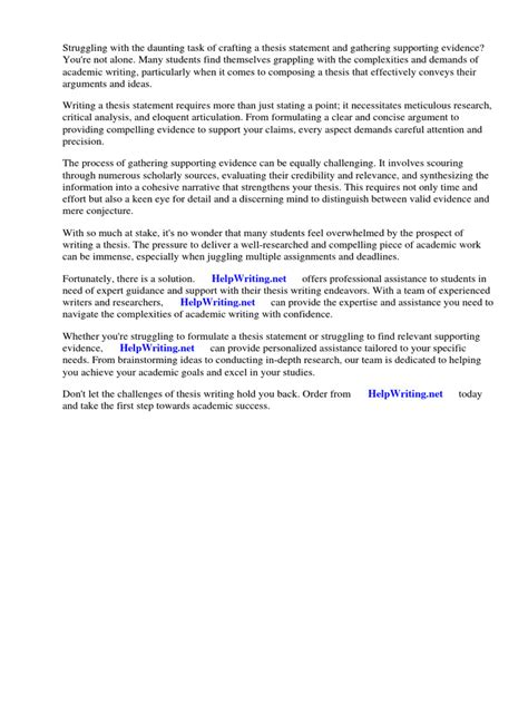 Thesis Statement Supporting Evidence Pdf Essays Thesis