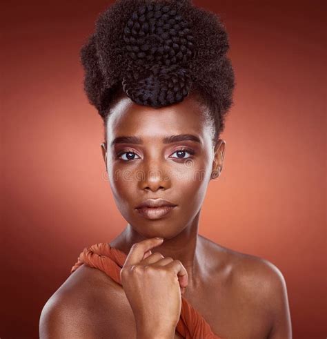 Thinking Black Woman And Makeup In Portrait Or Studio For Beauty Or