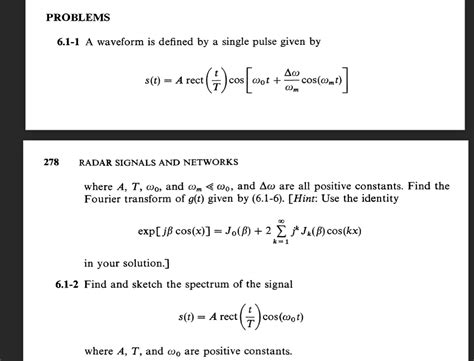A Waveform Is Defined By A Single Pulse Given Chegg