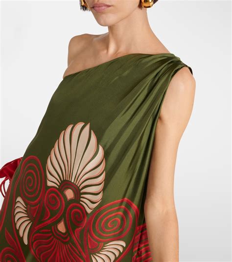Roy Printed One Shoulder Silk Maxi Dress In Multicoloured La Double J