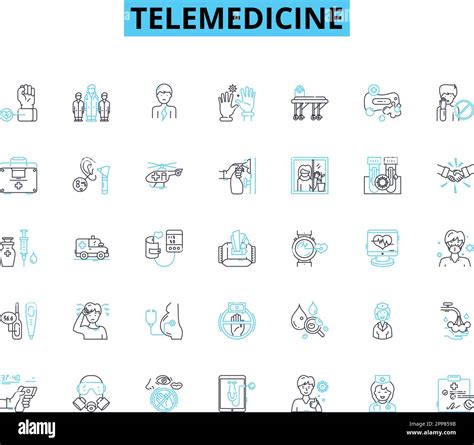 Telemedicine Linear Icons Set Virtual Consultation Diagnosis Remote