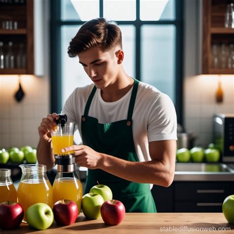 Man Preparing Fresh Apple Juice Stable Diffusion Online