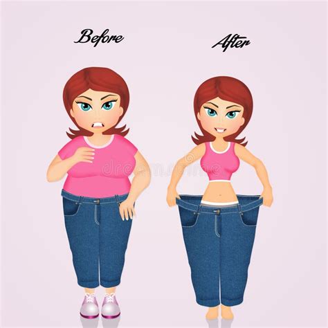 Woman Before And After The Diet Stock Illustration Illustration Of