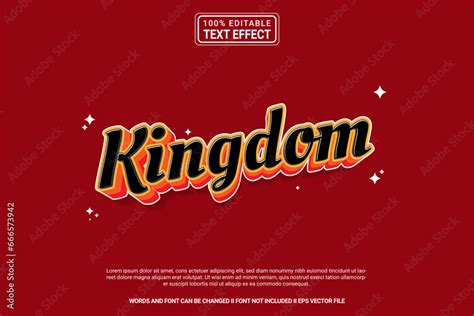 Editable Text Effect Kingdom 3d Cartoon Template Style Modren Premium Vector Stock Vector