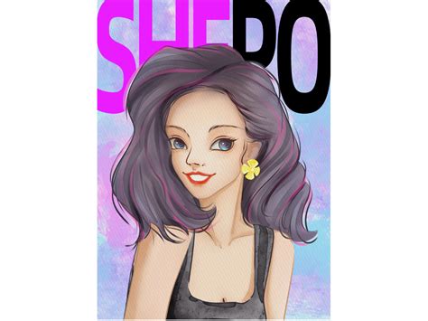 水彩女生摸石头的石头 站酷zcool