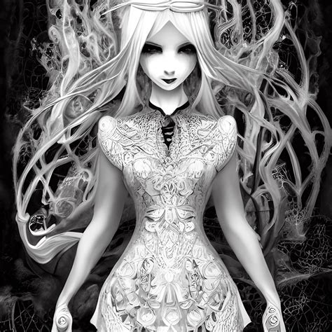 White Gothic Lady Vampire In Lace Dress · Creative Fabrica