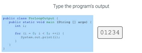 solved type the program s output public class forloopoutput
