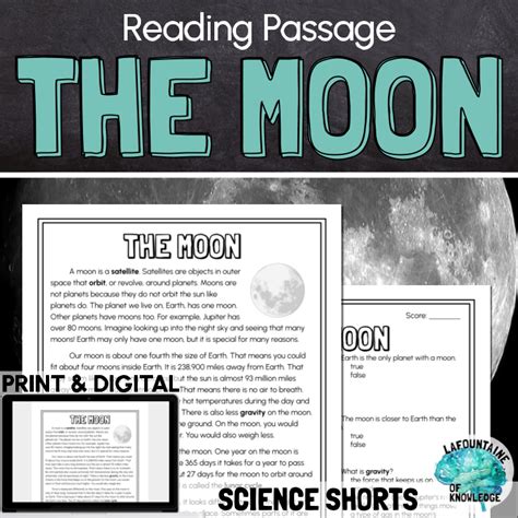 The Moon Reading Comprehension Passage Print And Digital Classful