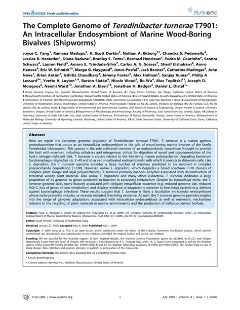 Pdf Teredinibacter Turnerae Gen Nov Sp Nov A Dinitrogen Fixing