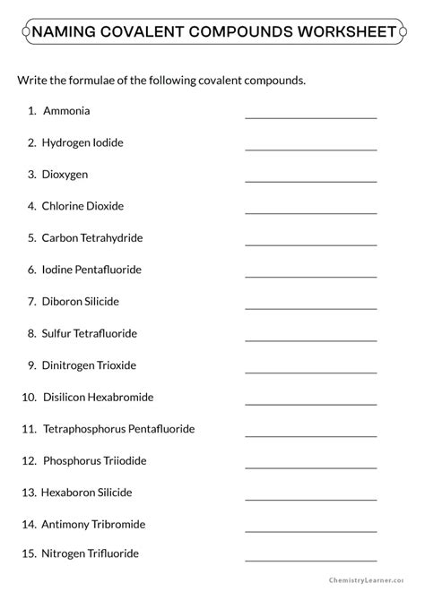 Naming Covalent Compounds Worksheets Free Printable Worksheets Library