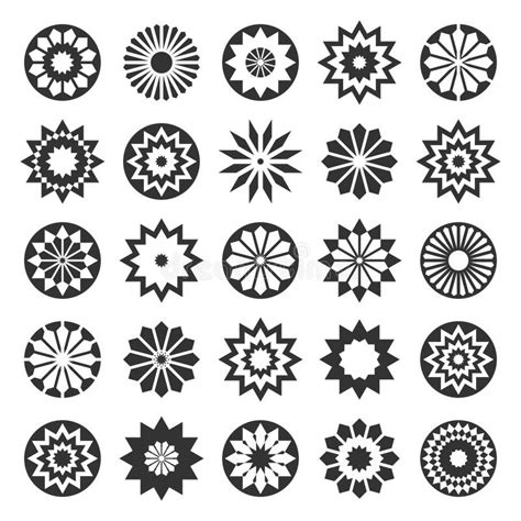 Decorative Circle Icons Set Of Round Radial Design Elements Stock Vector Illustration Of