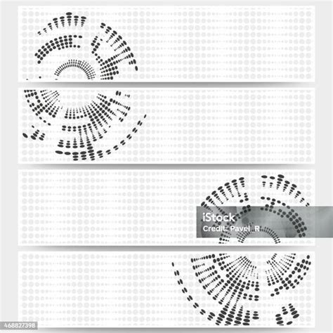 Kumpulan Spanduk Web Templat Tata Letak Header Vektor Halftone