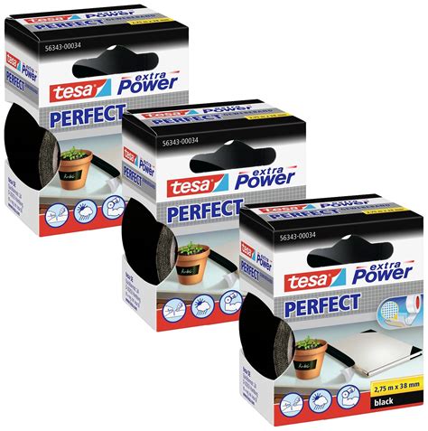 Tesa EXTRA POWER PERFECT 56343 00500 04 Cloth Tape Black L X W 2 75 M
