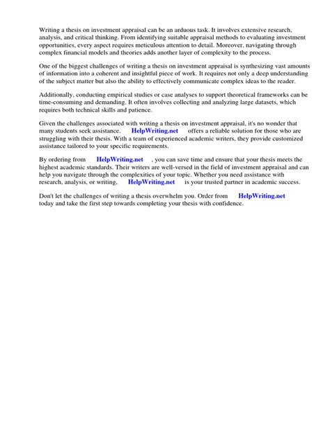 Thesis Investment Appraisal Download Free Pdf Capital Budgeting