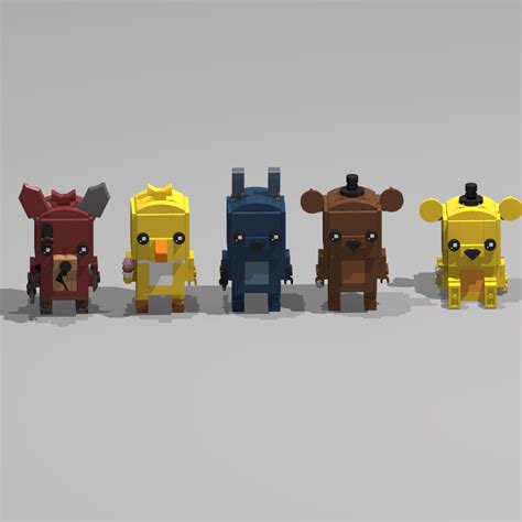 Lego Moc Brickheadz Pack Freddy Chica Bonnie Foxy Gfreddy And Secret