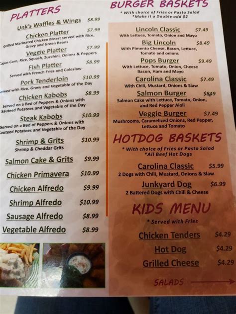 Menu At Zhays Restaurant Lincolnton 101 Court Square