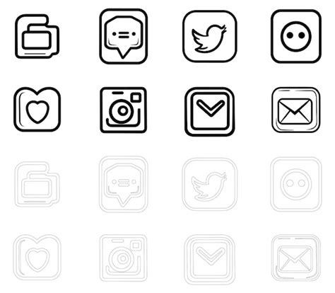 Collection Of Various Social Media And Messaging Icons In Minimalistic
