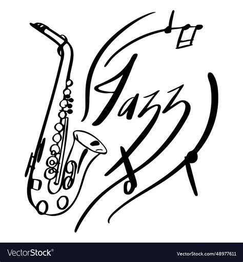 Saxophone Jazz Symbol Black Royalty Free Vector Image