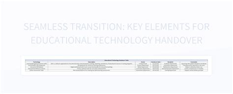 seamless transition key elements for educational technology handover