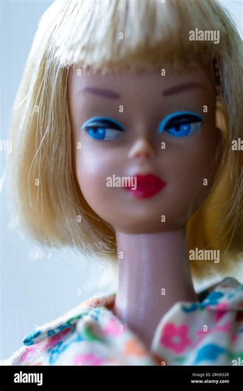 A Close Up Of A Barbie From The 1960s Marked Copyright 1958 Made In