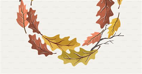 An Autumn Fall Harvest Wreath Made With Natural Leaves Vector