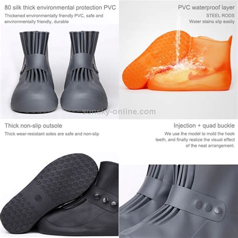패션 통합 Pvc 방수 미끄럼 방지 신발 커버 두꺼운 발바닥 크기 32 33 파란색