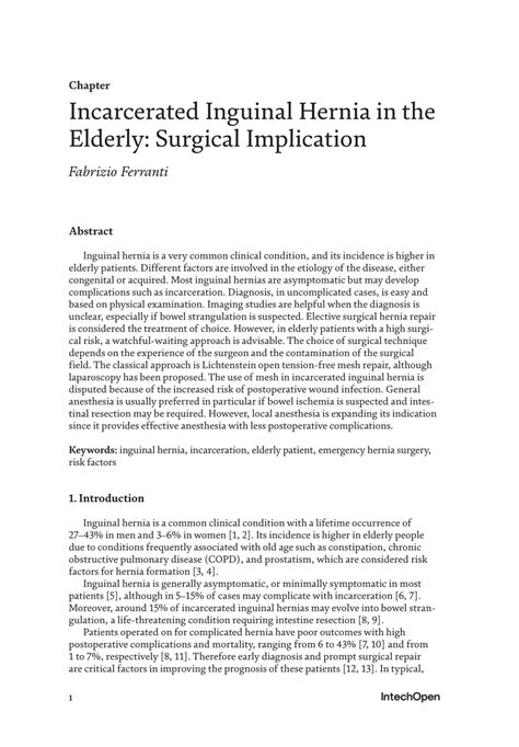 Pdf Incarcerated Inguinal Hernia In The Elderly Surgical Implications