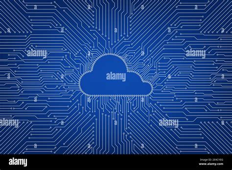 Cloud Computing Technology With Circuit Cloud On Blue Background Vector Illustration Stock