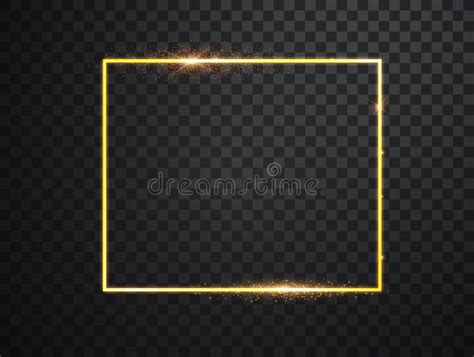 Marco De Oro Con Efectos Luminosos Bandera Brillante Del Rect Ngulo Aislado En Fondo