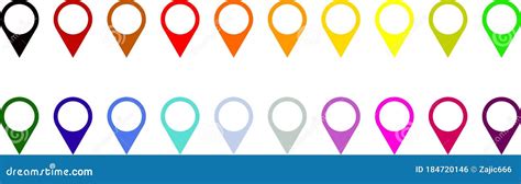 Vector Illustration Of Set Map Pointers In Different Colors On A White Background Which Can Be