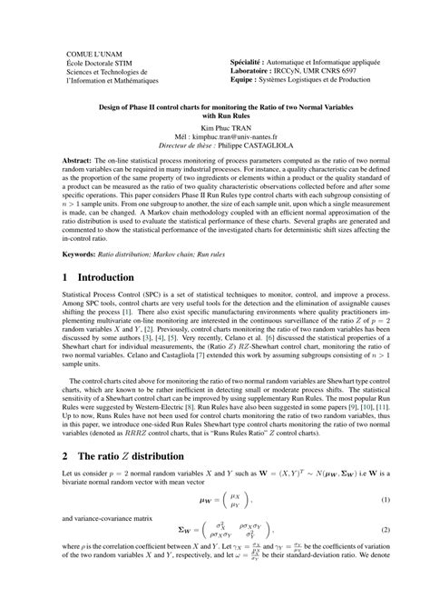 Pdf Design Of Phase Ii Control Charts For Monitoring The Ratio Of Two Normal Variables With