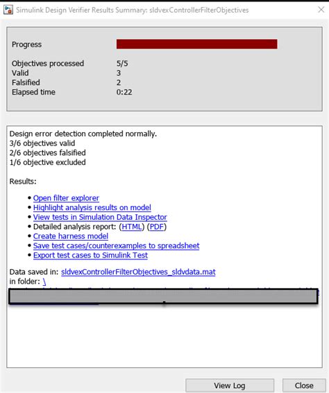 exclude and justify objectives for design error detection matlab