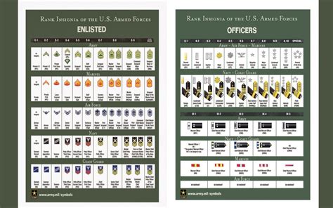 Rankinsigniaoftheusarmedforcesenlistedofficers18x28inches