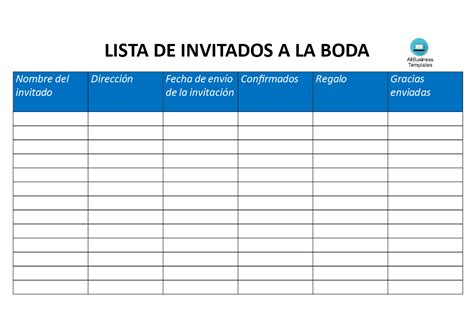 Gratis Lista De Invitados A La Boda