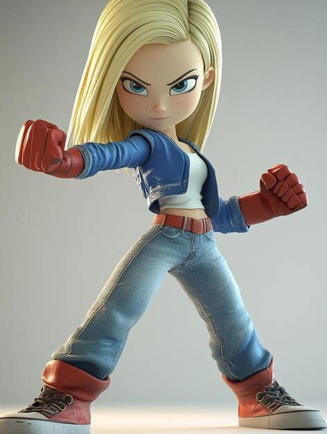 3d Cartoon Character Android 18 Blonde Hair Premium Ai Generated Image