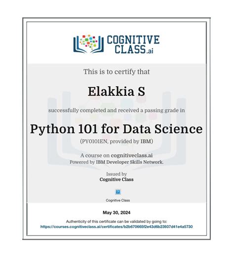 Completed Python For Data Science Course By Cognitive Classai