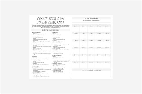 create your own 30 day challenge free printable passion planner
