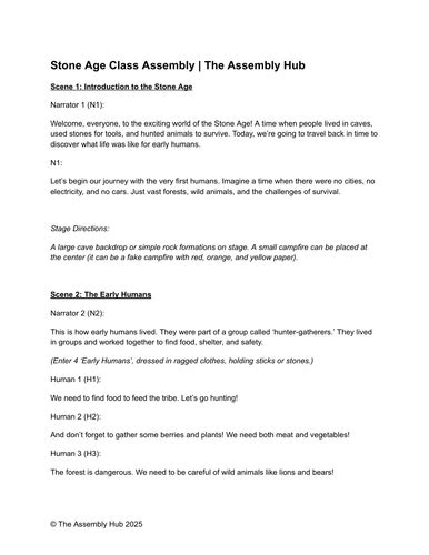 Stone Age Ks2 Class Assembly Script Teaching Resources