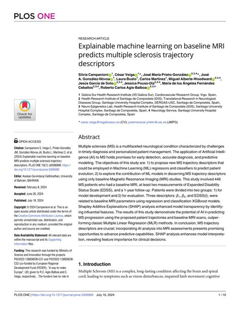 Pdf Explainable Machine Learning On Baseline Mri Predicts Multiple