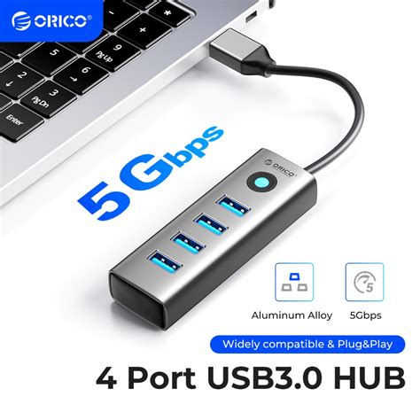Orico Usb Hub Usb30 5gbps High Speed Aluminum Alloy Super Cooling 4