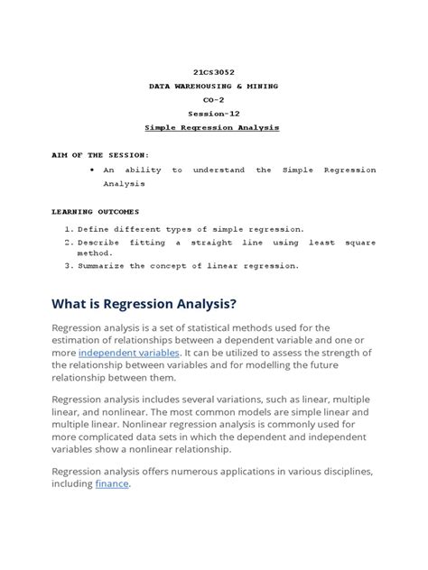 Slm Co2 Session12 Pdf Regression Analysis Linear Regression