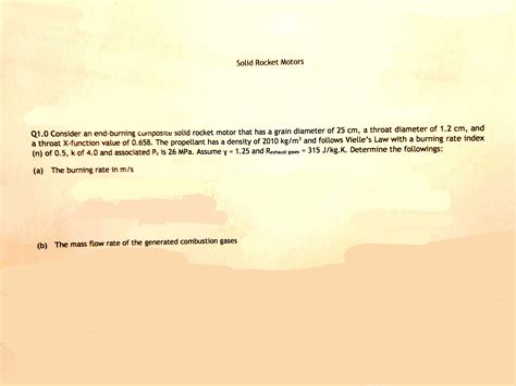 Solved Q10 Consider An End Burning Composite Solid Rocket