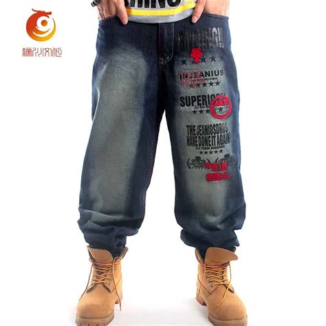 Euramerican Trend Baggy Hip Hop Men Jeans Comfortable Mid Waist Casual