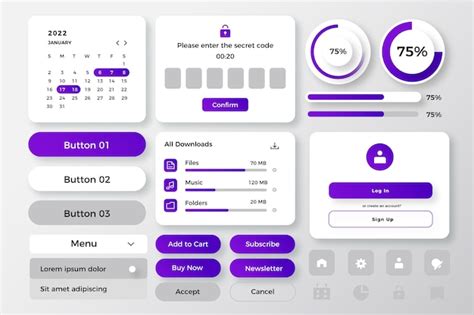 그라데이션 컬러 Ui 키트 컬렉션 무료 벡터