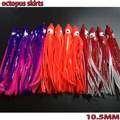 Hotsoft 낚시 루어 색상 새로운 낚시 문어 스커트 길이 105cm 번호 12 개로트 레드 오렌지octopus