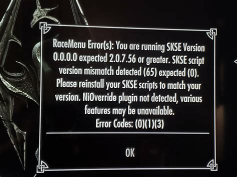 Skyui Will Not Work Correctly Racemenu Errors Skyrim Non Adult Mods Loverslab