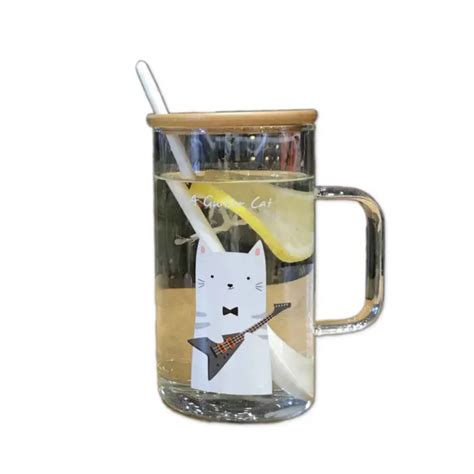 귀여운 크리에이티브 대용량 유리 내열성 마시는 컵 사무실 여성 만화 머그잔 뚜껑 숟가락 여행 머그 텀블러머그잔 Aliexpress