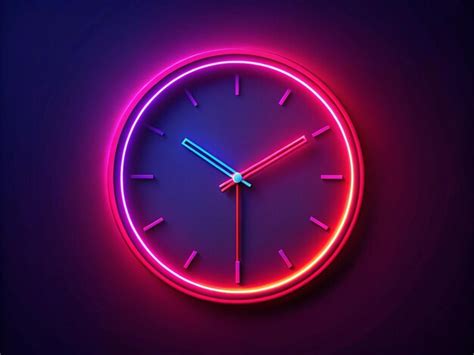 Wall Clock With Neon Lights On It Premium Ai Generated Image